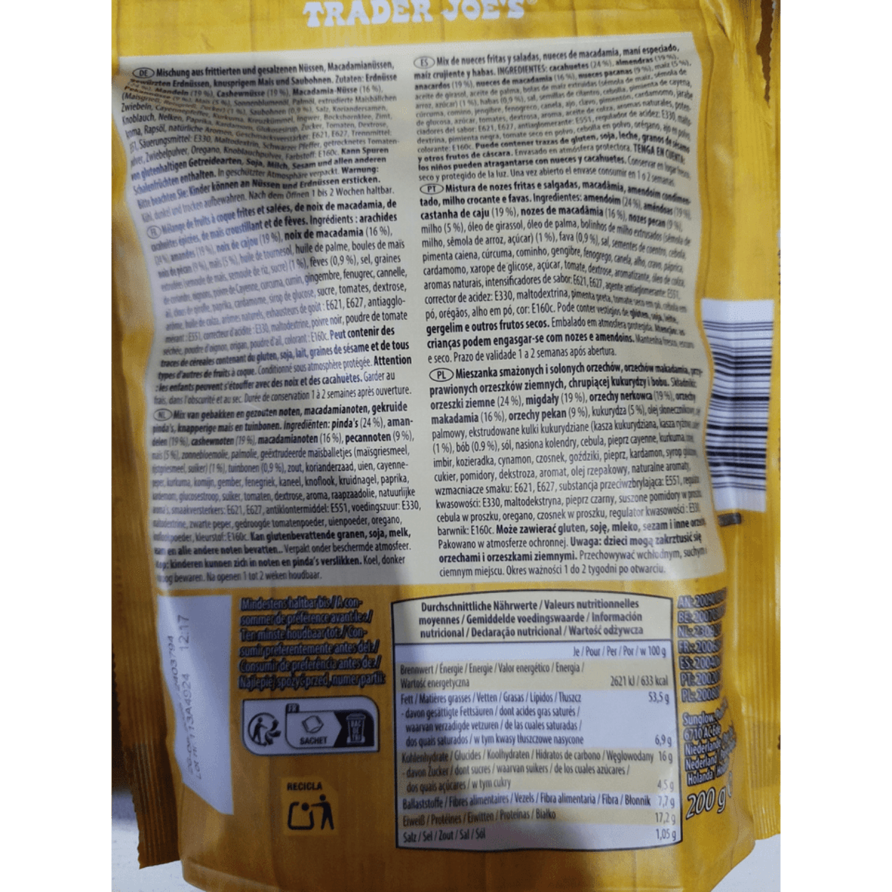 Mix de nueces macadamia TRADER JOE'S® - ALDI